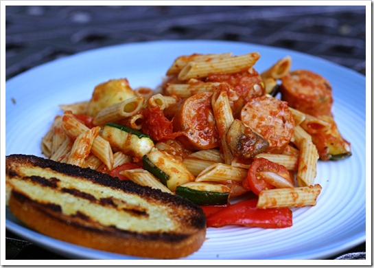 Proceed with Caution: Sausage and Grilled Vegetable Penne